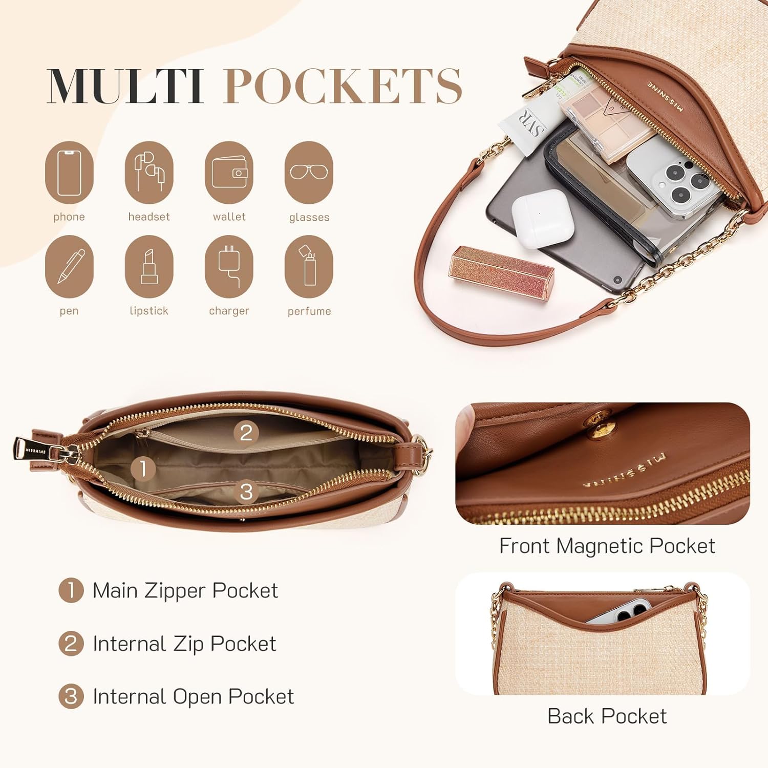 Missnine Shoulder Bag for Women Small Purse Trendy Clutch Ho ...